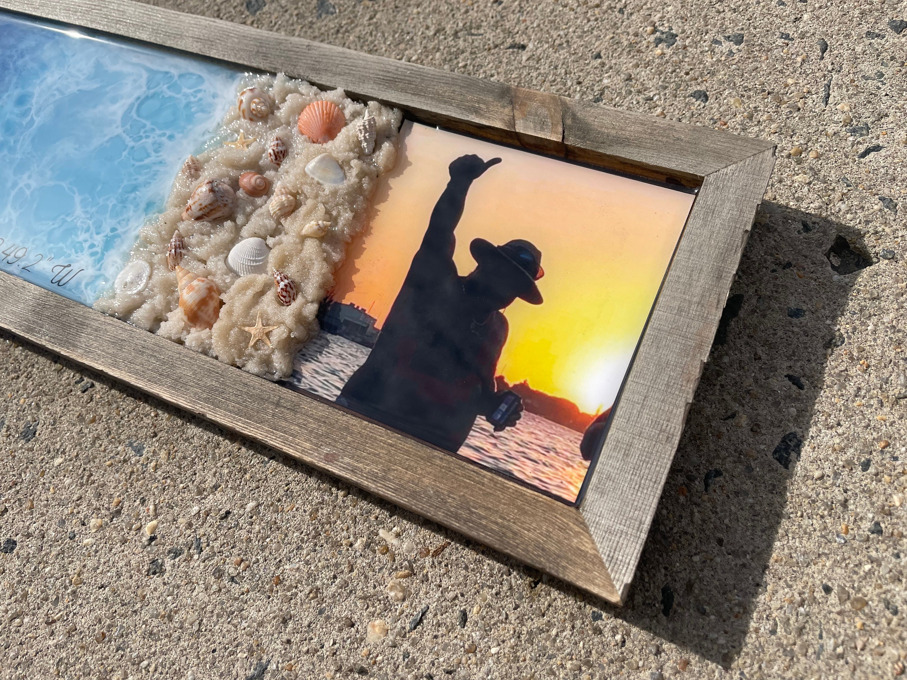 Ocean Memorial Art With Photo: Remembrance Gift, Custom Sympathy Plaque ...