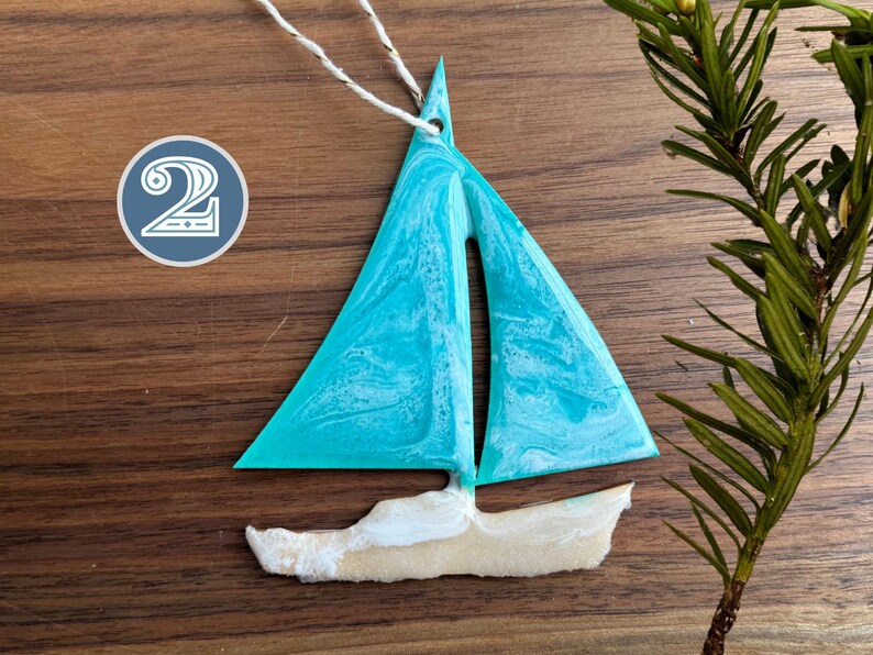 Personalized Sailboat Ornament: Handmade Resin Beach Decor - Etsy