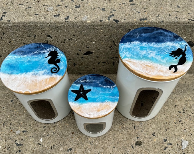Ocean Wave Canister Set: Coastal Kitchen Storage Jars, Beach House ...