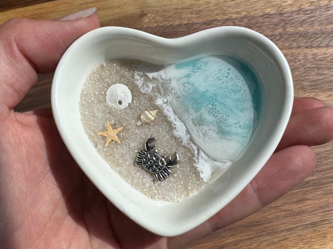 Personalized Crab Ring Dish: Beach Ocean Decor, Ceramic Heart Dish - Etsy