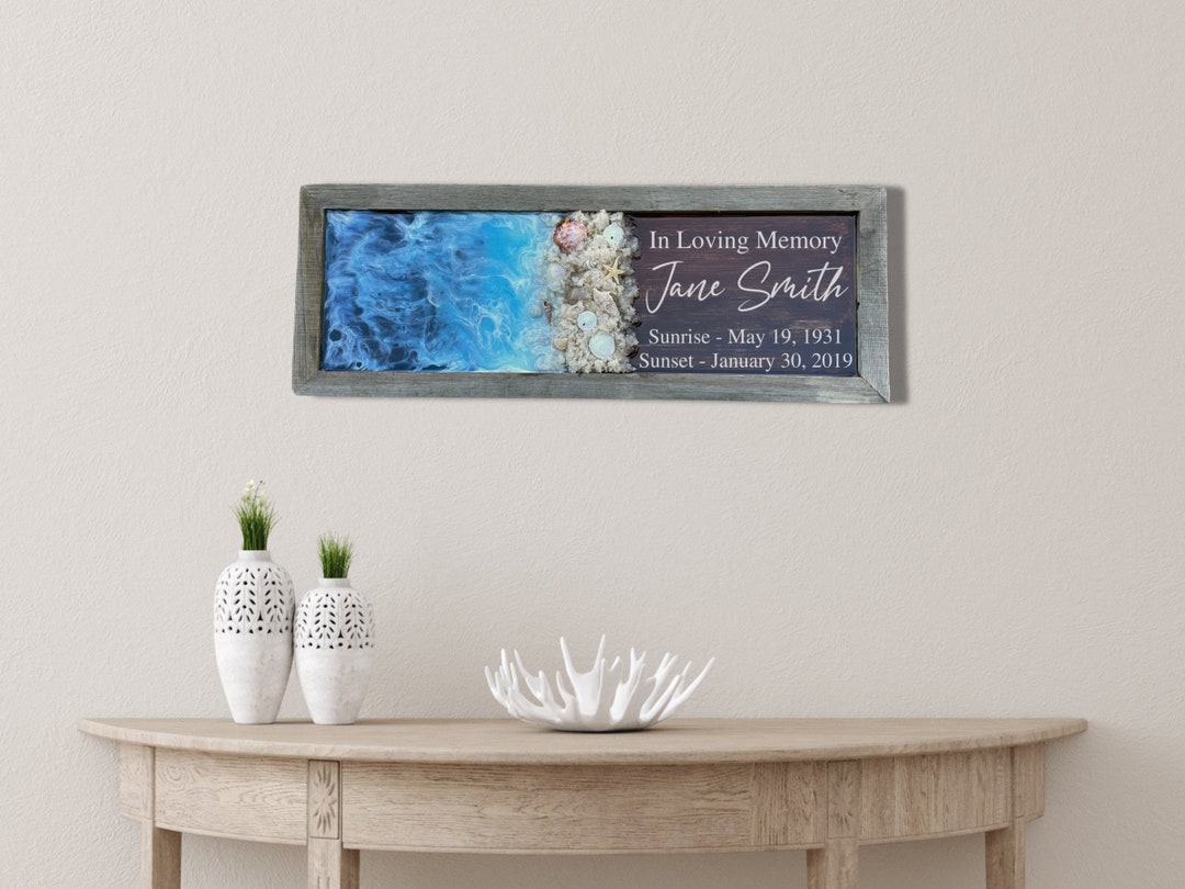 Handmade Ocean Memorial Art: Beach Remembrance Keepsake With Real Sand ...