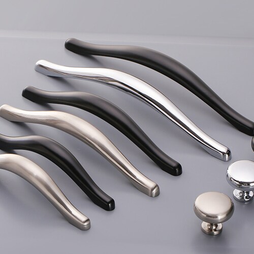 Brushed Nickel Drawer Pulls Black Kitchen Cabinet Door Handles - Etsy