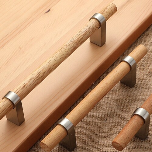 Solid Wood Walnut Cabinet Handles Wooden Drawer Knob Pull - Etsy