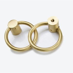 Pure Brass Material Ring Pulls Gold Brass Knobs Dresser Drawer Pull ...