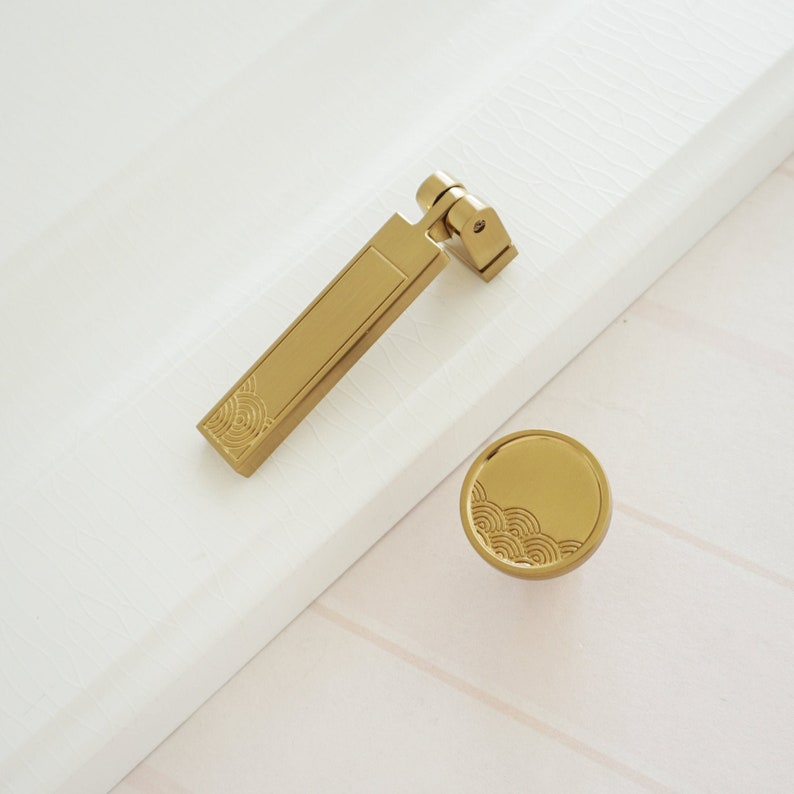 Champaign Gold Round Brass Cabinet Knob Handles Rectangle - Etsy