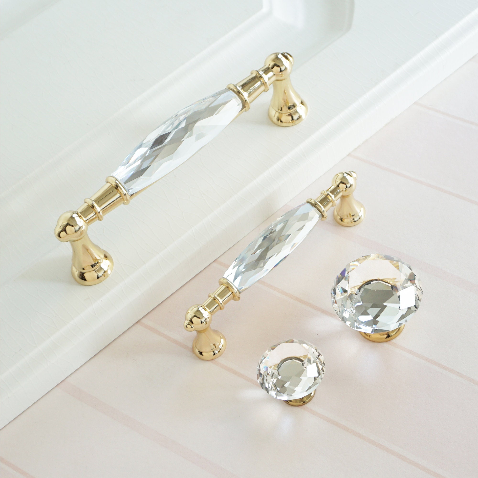 5 3.75 Hole Center Brass Transparent Acrylic Drawer Pull Decorative ...
