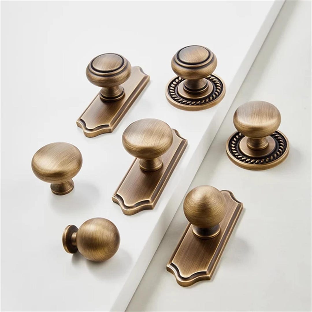 Antique Bronze Knobs With Backplate Art Decor Cabinet Pulls Unique Rustic Drawer Knobs Handles ...
