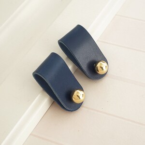 Brass Knobs Pink Leather Cabinet Knobs Door Knobs Drawer Knobs Dark Blue Dresser Knobs Navy ...