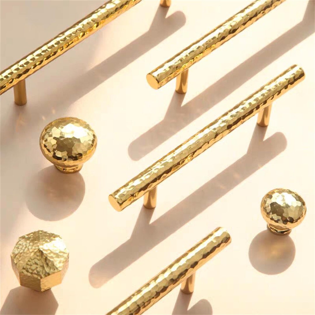 Hammered Brass Drawer Pulls Knob Cabinet Door Handle Knob Dresser Knobs Hammer Grain Wardrobe ...