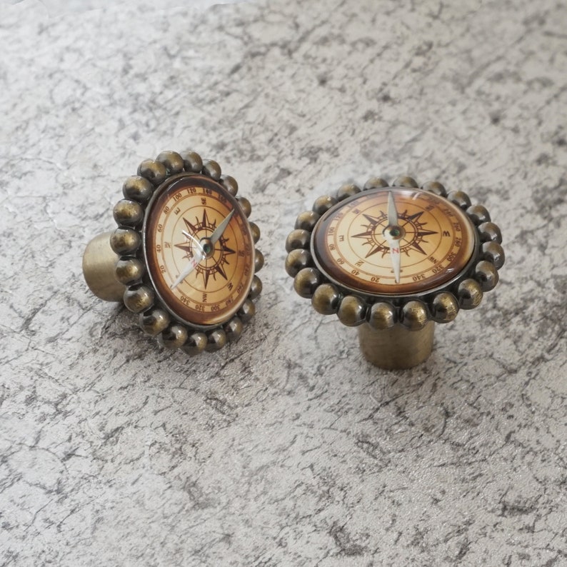 Compass Drawer Knobs Antique Bronze / Crystal Dresser Knob - Etsy