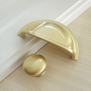 3" Brushed Gold Cup Pull Drawer Pulls Handle Dresser Knobs Handles ...