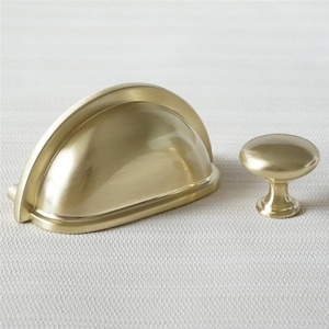 3 Brushed Gold Cup Pull Drawer Pulls Handle Dresser - Etsy