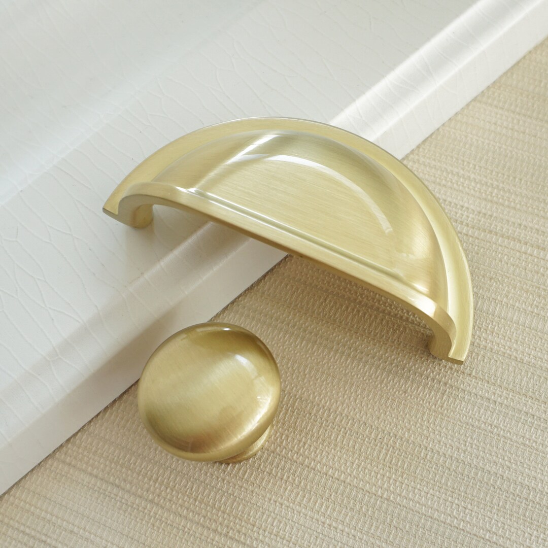 3" Brushed Gold Drawer Pulls Handles Dresser Knobs Handles Shell Cup ...