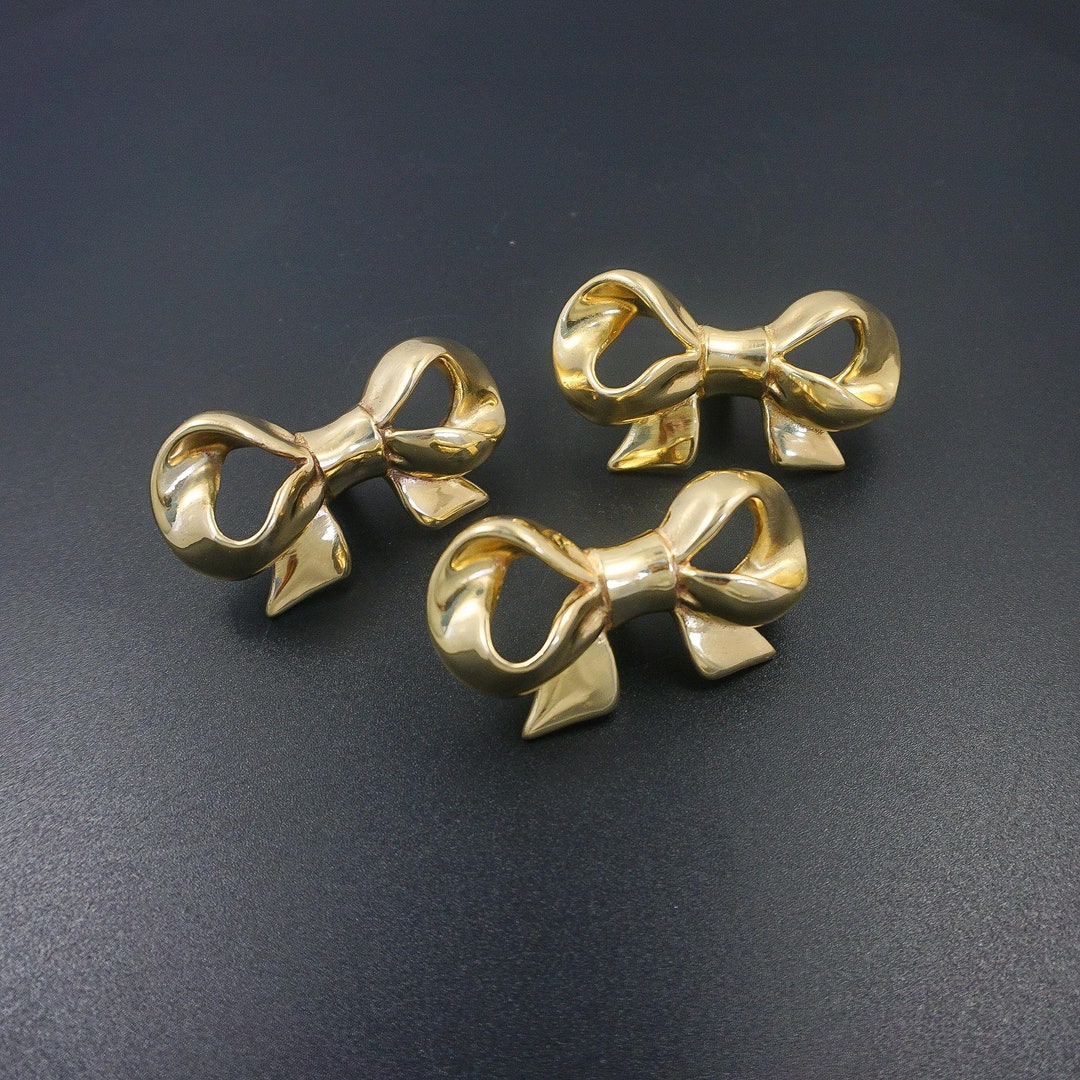 Modern Brass Bow Knobs Pulls Dresser Knob Pull Handles Gold Drawer Knob ...