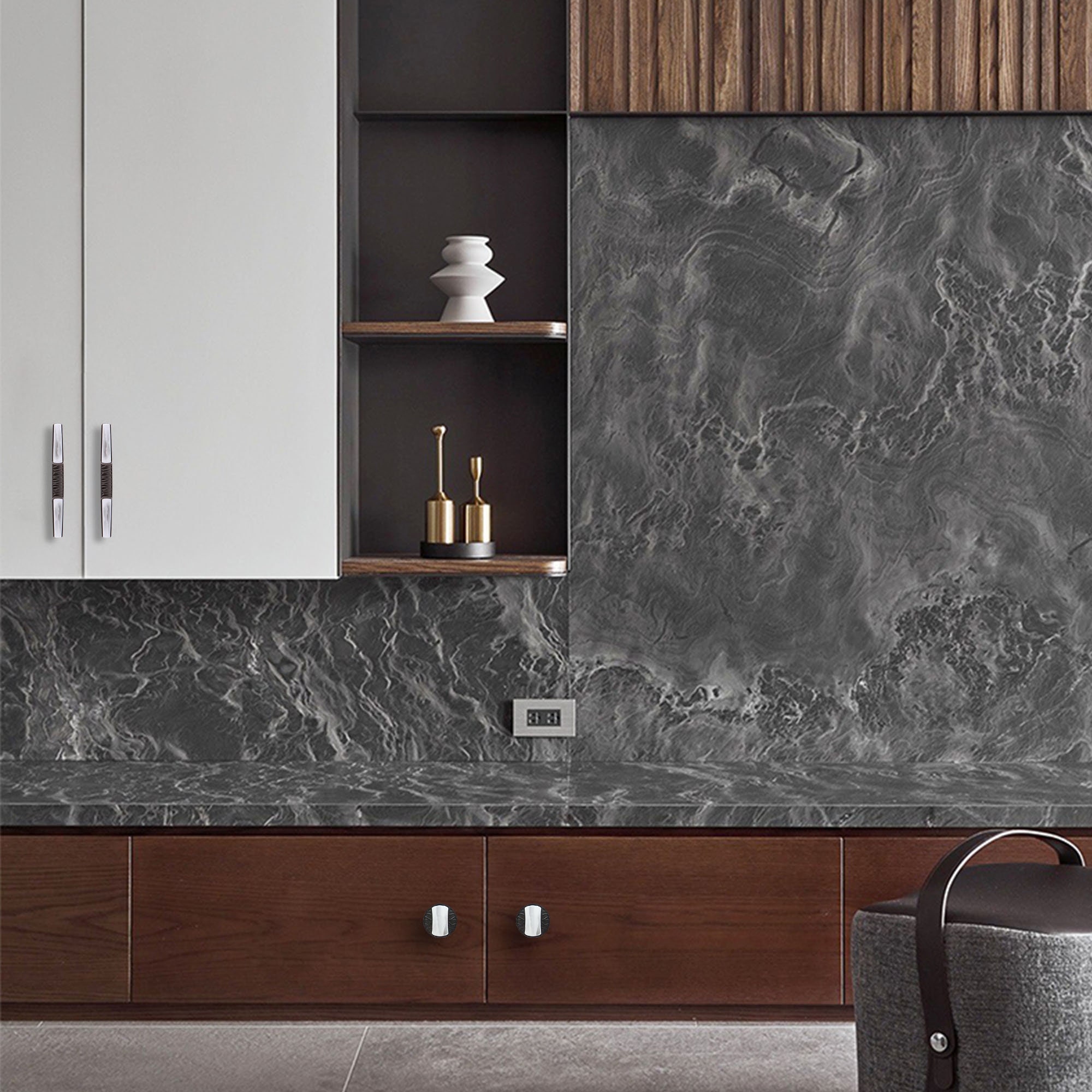 3.78 5 Ceramic Kitchen Cabinet Door Handles Gray | Etsy