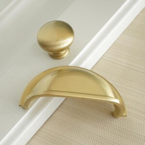 3" Brushed Gold Cup Pull Drawer Pulls Handle Dresser Knobs Handles ...