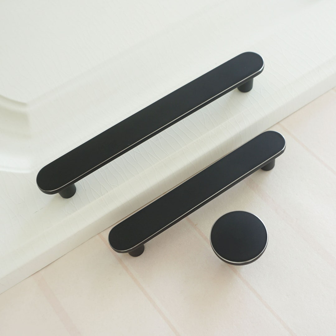 3.78 5.0black Silver Cabinet Handle Pull Modern Dresser Knobs Pull ...