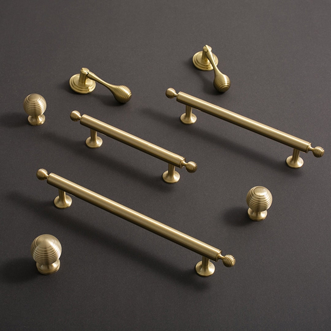 3.78" 5" 6.3"8.8"solid Brass Drawer Pulls Knobs Ball Dresser Knobs Gold Kitchen Handles Cabinet ...
