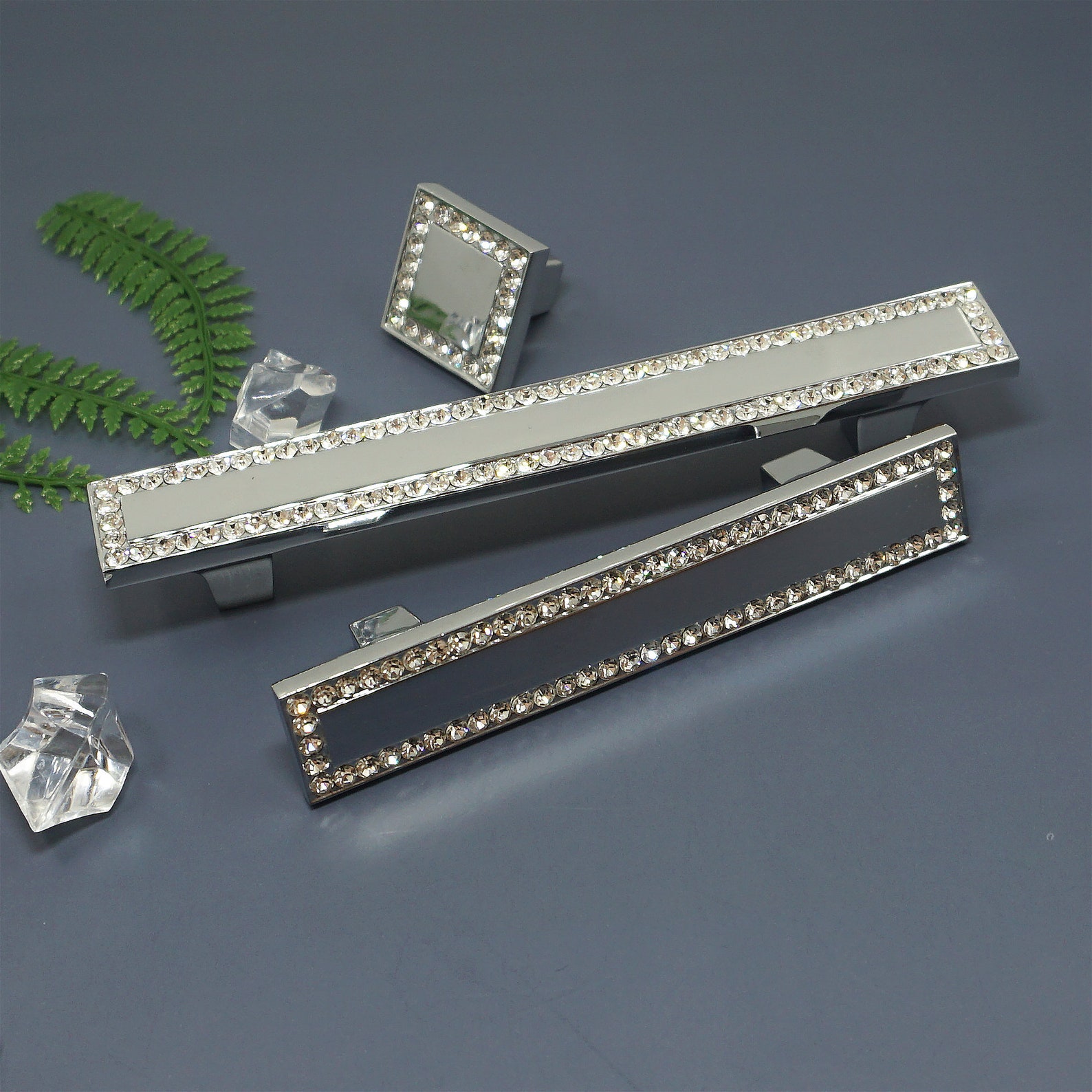 2.5 3.75 Silver Crystal Drawer Pulls Dresser Knobs | Etsy