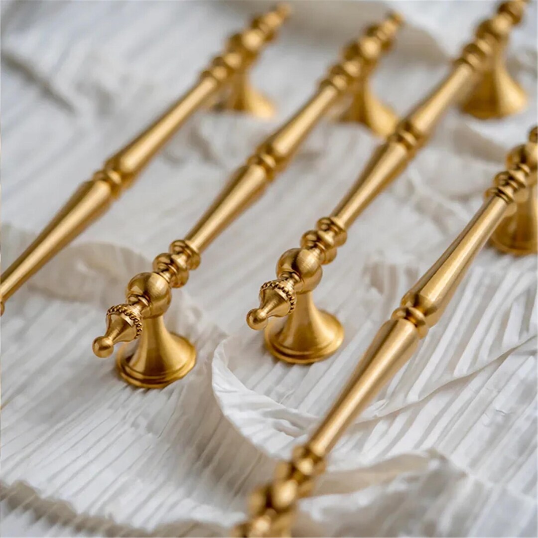 3.78"5"6.3"solid Brass Drawer Knobs Pulls Euro Cabinet Handle Kitchen Handle Brushed Gold ...