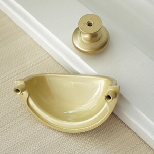 3" Brushed Gold Cup Pull Drawer Pulls Handle Dresser Knobs Handles ...