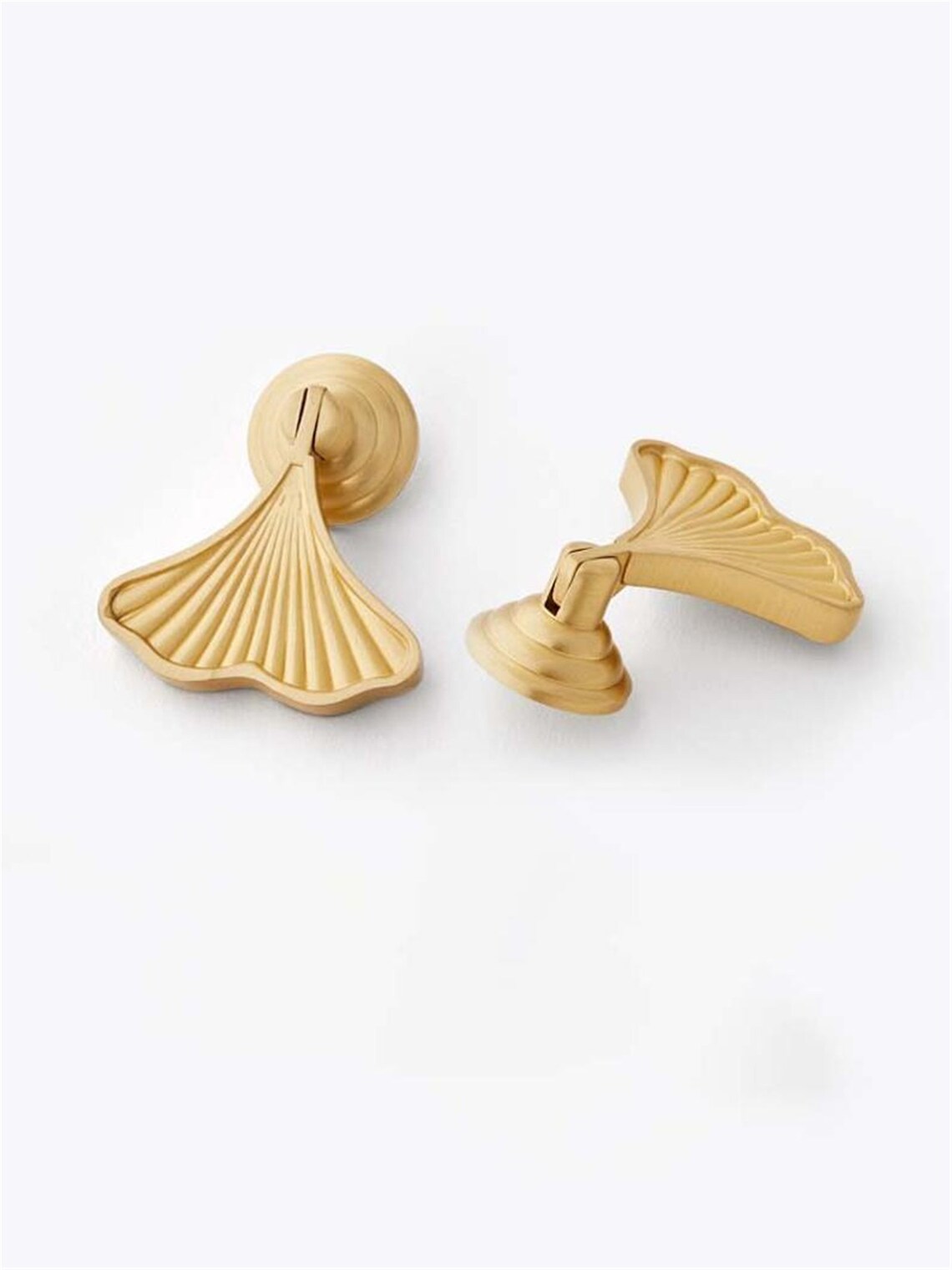 Ginkgo Cabinet Knobs Gold Fan Drawer Knobs Pulls Handles | Etsy