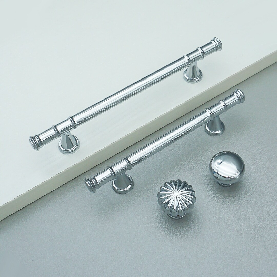 3.78"5"chrome Kitchen Cabinet Knobs Pulls Unique Flower Knobs Chrome Drawer Pulls Handles Silver ...