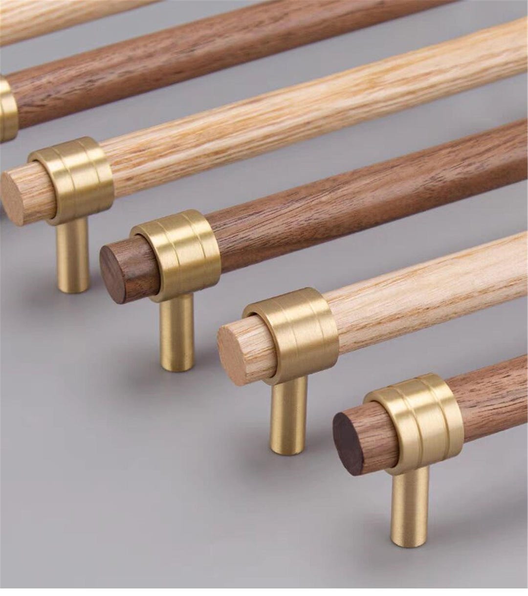 Beech Walnut Wood Cabinet Pulls Knobs Dresser Knob Minimalism Pulls ...