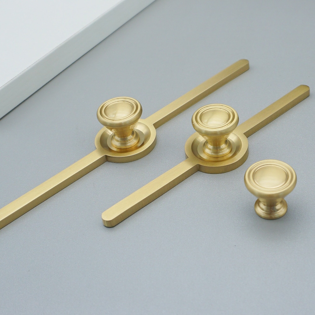 Solid Brass Drawer Knobs With Back Plate Pulls Dresser Pulls Knobs ...