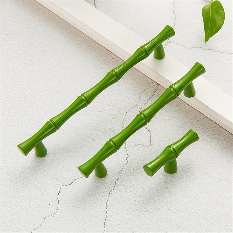 3.78 5.0 Green Bamboo Cabinet Handles Knobs | Etsy
