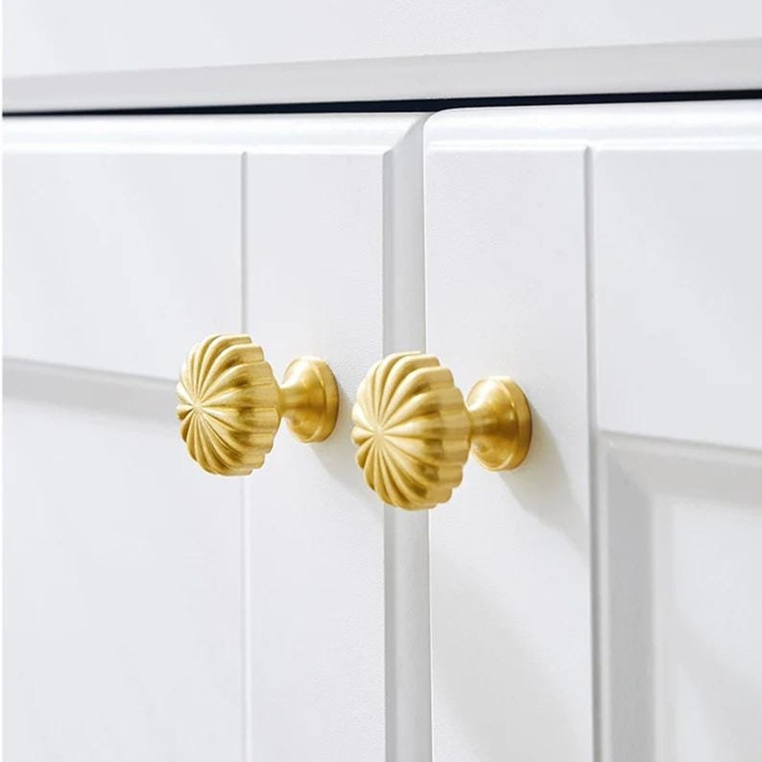 Solid Brass Drawer Knobs Pulls Pumpkin Dresser Knobs Kitchen Hardware Cabinet Pulls Handle ...