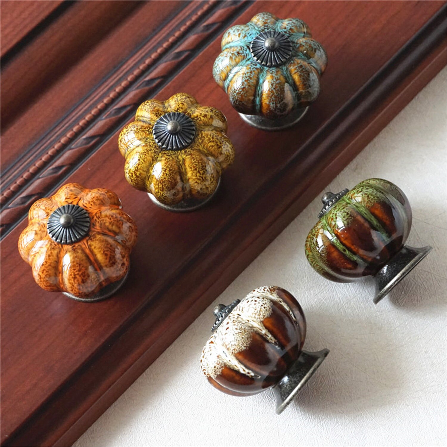 1pcs Pumpkin Knobs Ceramic Knobs Dresser Knob Drawer / Cabinet - Etsy