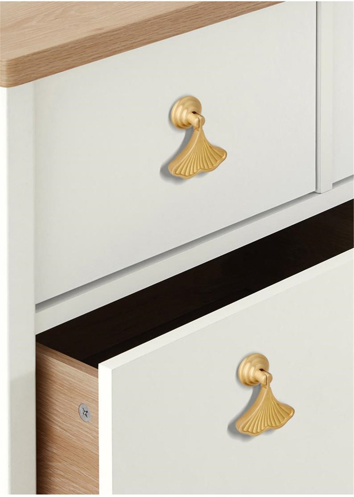 Ginkgo Cabinet Knobs Gold Fan Drawer Knobs Pulls Handles | Etsy