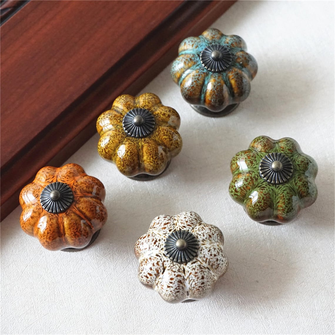 1pcs Pumpkin Knobs Ceramic Knobs Dresser Knob Drawer / Cabinet - Etsy