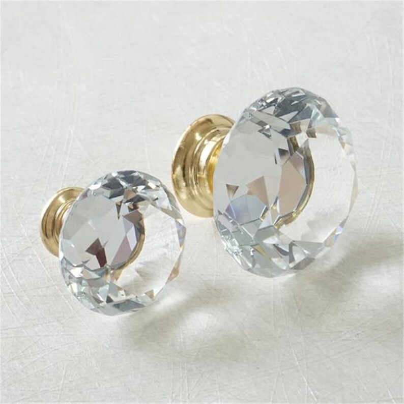 Gold Clear Glass Knobs Crystal Knob Handles Dresser Pulls - Etsy Australia