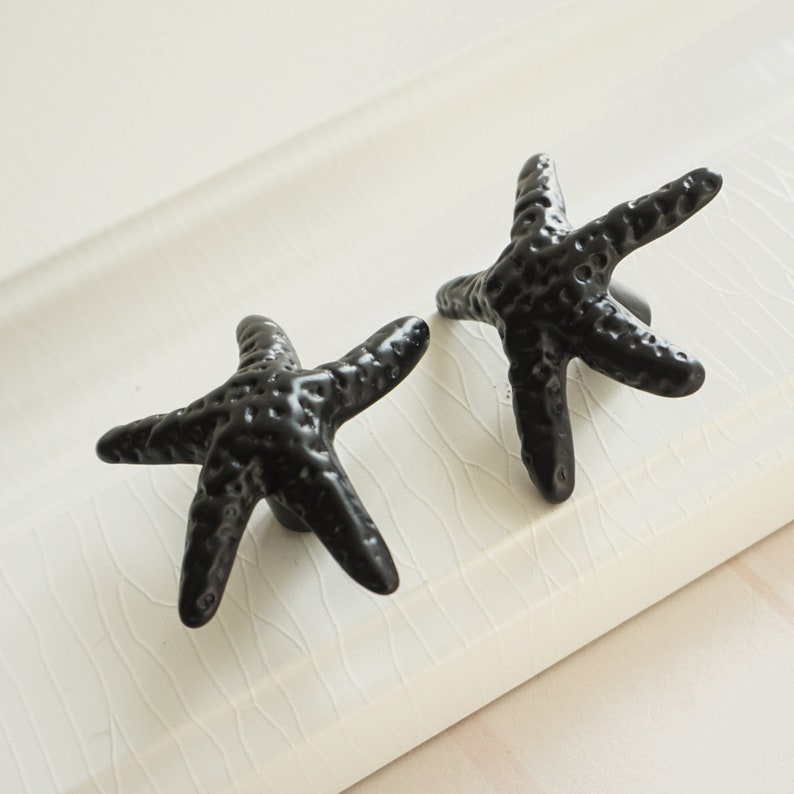 Starfish Drawer Knobs Pulls Knobs Black Kitchen Cabinet | Etsy