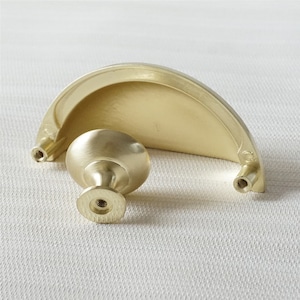 3 Brushed Gold Cup Pull Drawer Pulls Handle Dresser - Etsy