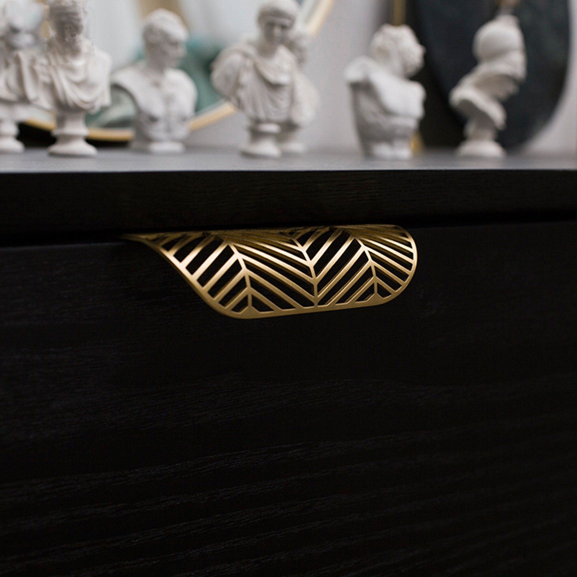 Brass Leaf Design Kitchen Handles Invisible Drawer Pulls Gun | Etsy