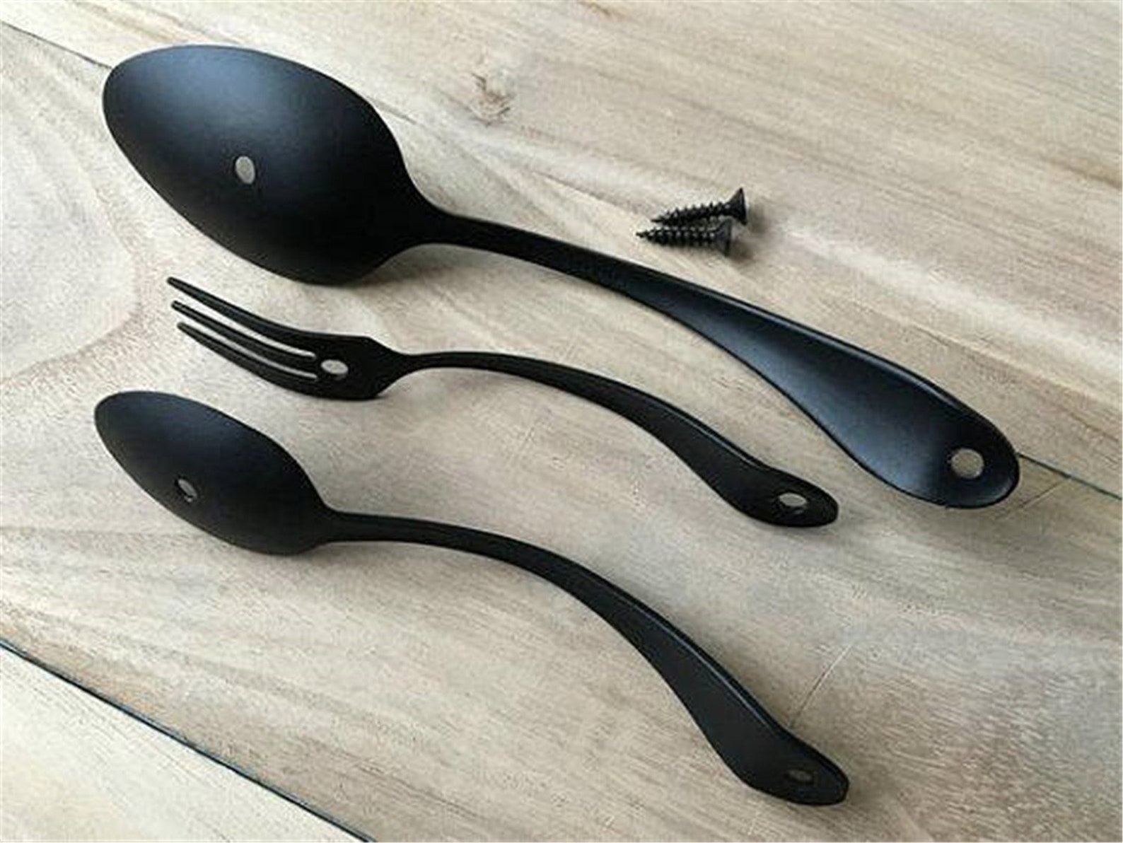 Spoon Fork Kitchen Cabinet Door Handles Unique Antique Black - Etsy