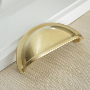 3" Brushed Gold Cup Pull Drawer Pulls Handle Dresser Knobs Handles ...