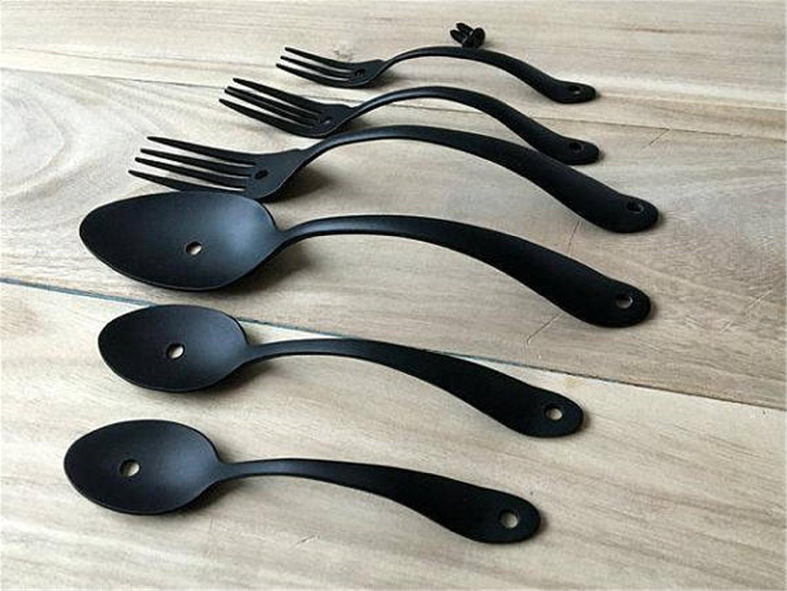Spoon Fork Kitchen Cabinet Door Handles Unique Antique Black - Etsy