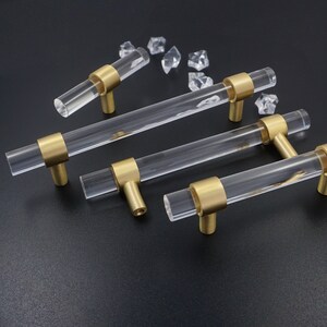 Customized Acrylic Drawer Pull Brass Clear Dresser Knobs Kitchen Pulls ...