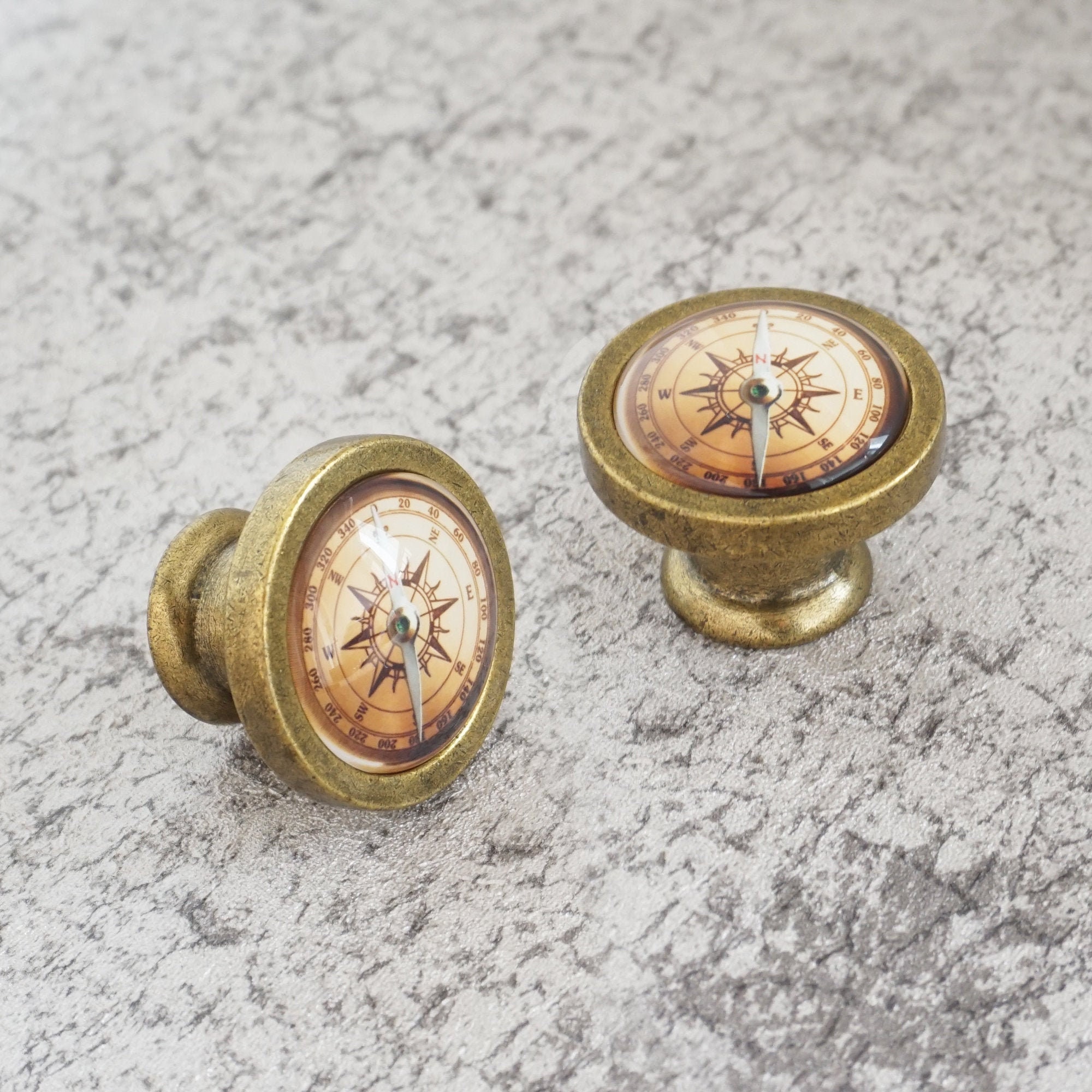 Compass Drawer Knobs Antique Copper / Crystal Dresser Knob | Etsy