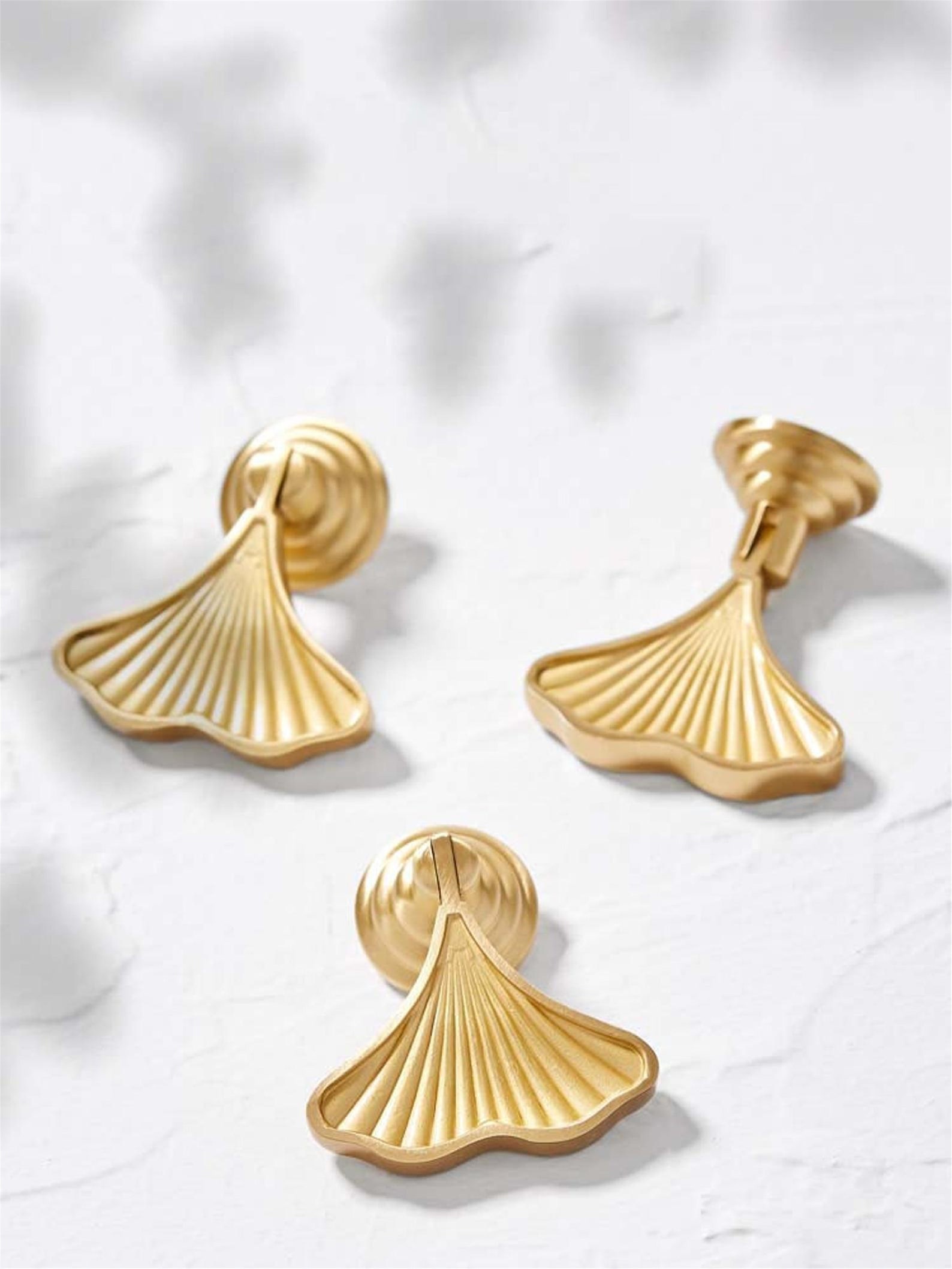 Ginkgo Cabinet Knobs Gold Fan Drawer Knobs Pulls Handles | Etsy