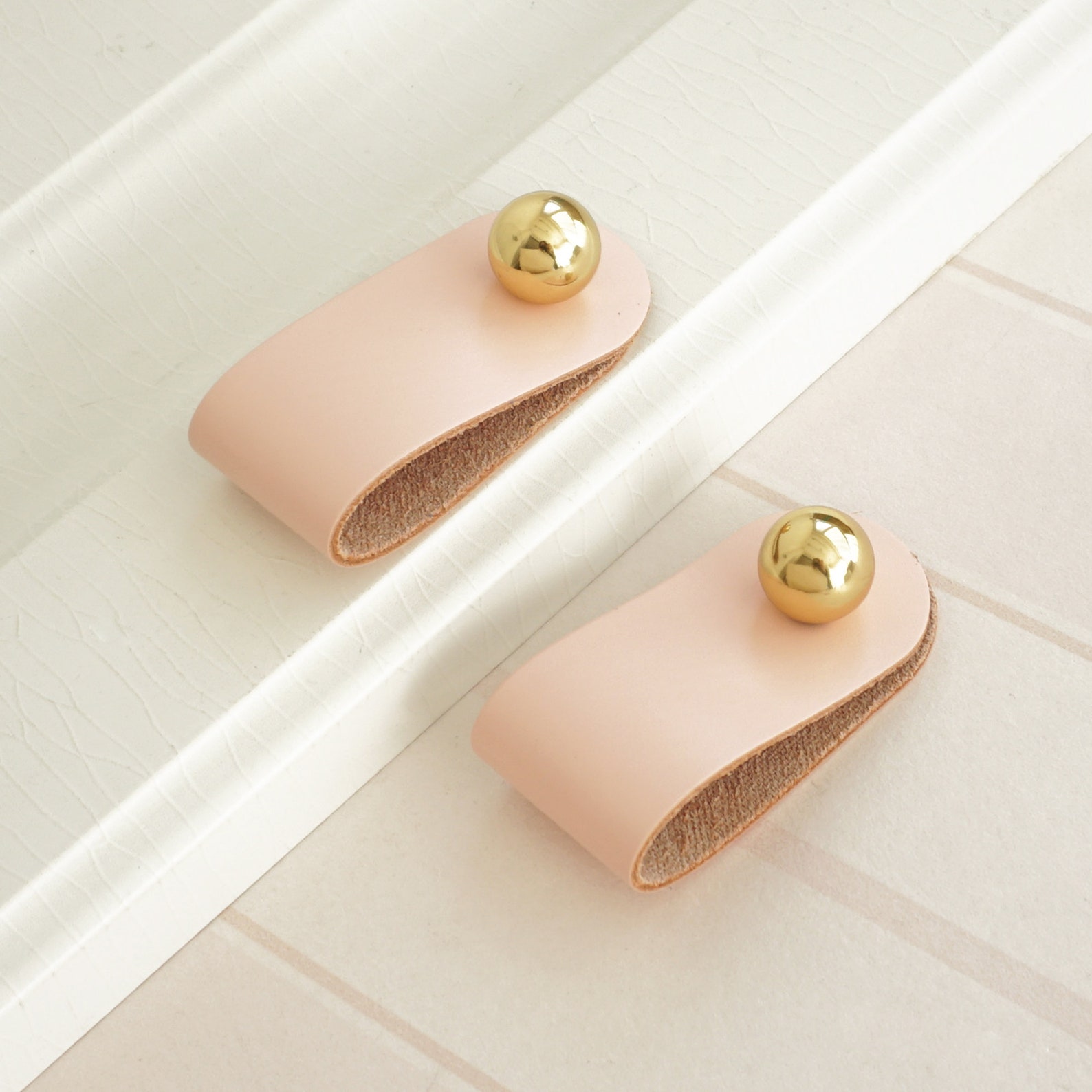 Brass Knobs Pink Leather Cabinet Knobs Door Knobs Drawer Knobs - Etsy