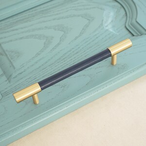 3.78 5.0 8.8 Dark Blue Leather Cabinet Handles Knobs Wardrobe Pull ...