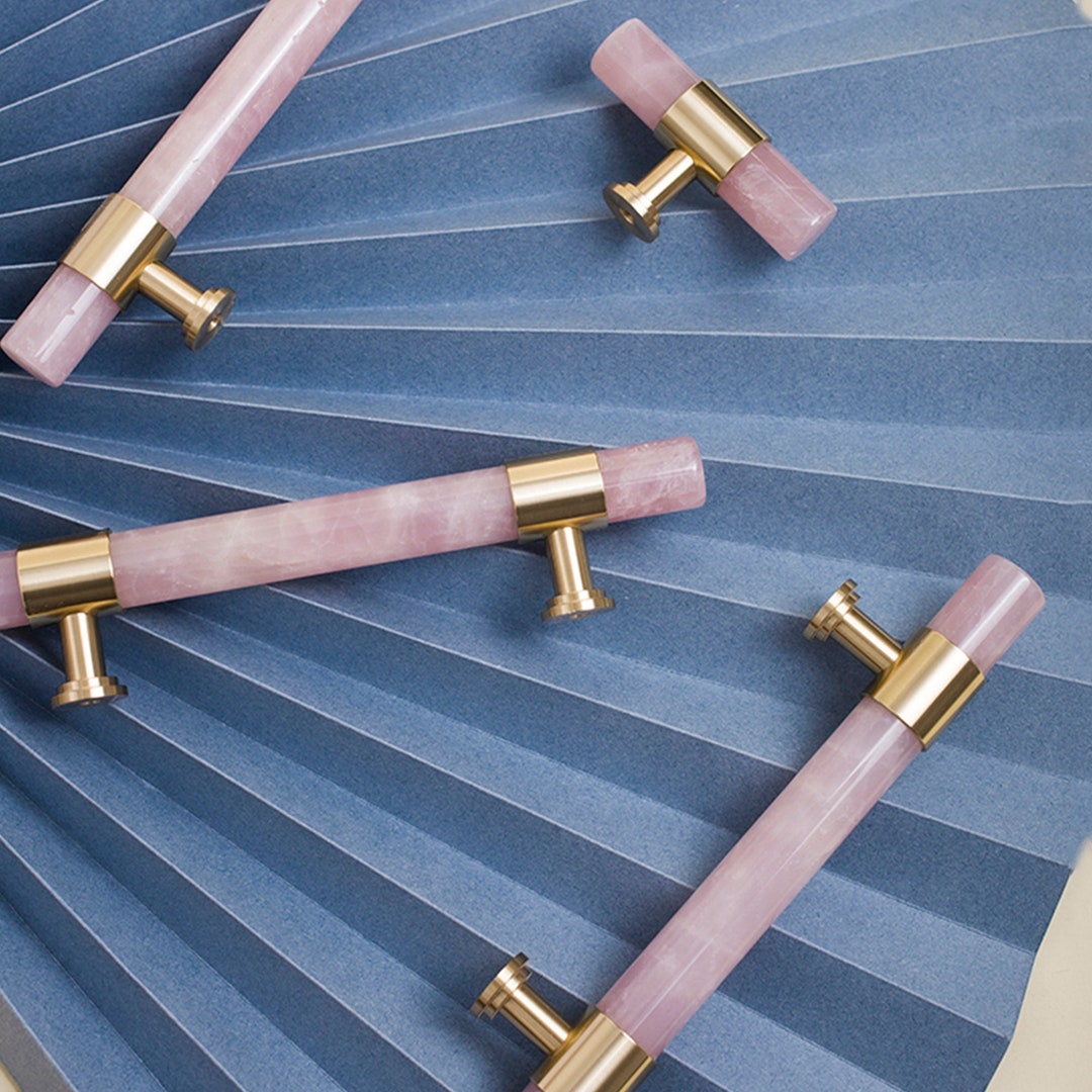 3.78" 5"light Pink Stone Kitchen Handles Cabinet Pulls Dresser Handles ...