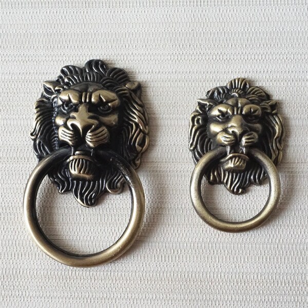 Antique Lion Head Drawer Pulls - Etsy