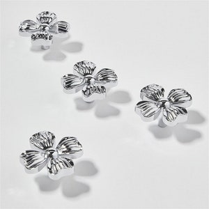 Brass Chrome Four Leaf Flower Cabinet Knobs Handles Drawer Knobs Pulls Handles Dresser Knobs ...