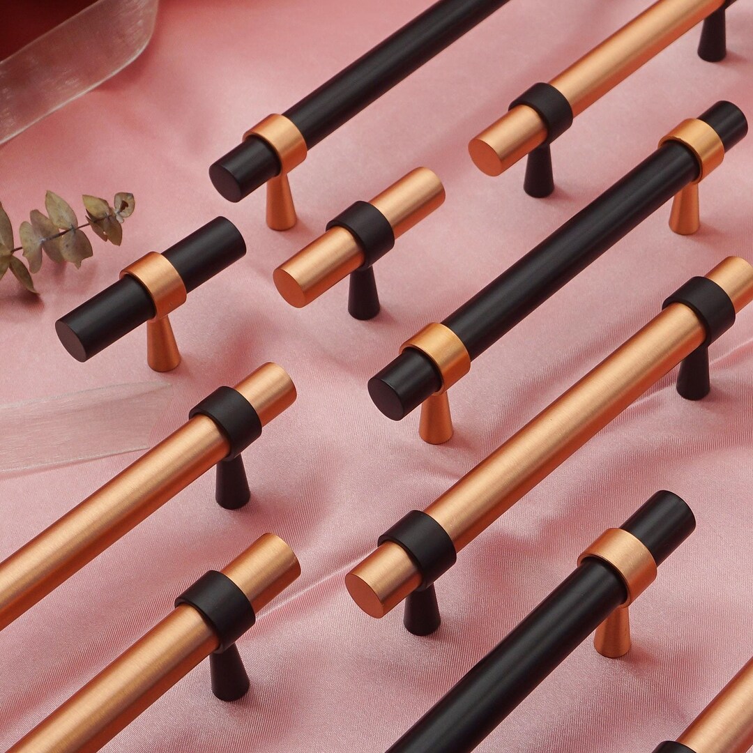 Black Copper Drawer Pulls Knobs Kitchen Door Handles Modern Cabinet ...